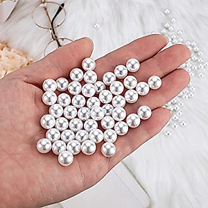 380pcs Art Faux Pearls Undrilled Faux Pearls No Hole Imitation Round Pearls Beads Loose Pearls Decorative Bulk Filler Beads for Jewelry Making, Crafts DIY, Table Scatter, Home Decoration (White 10MM)
