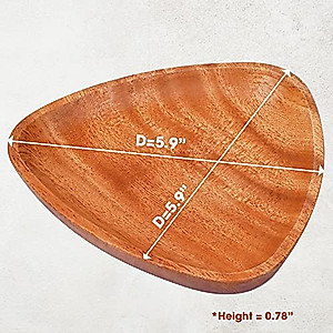 VieWood Triangle Wood Small Serving Tray Set of 5, Home Decor, Platters & Wooden Plates for Fruits, Cupcakes, Sushi, Food - Decorative dinnerware (5.9 in, Khaya)