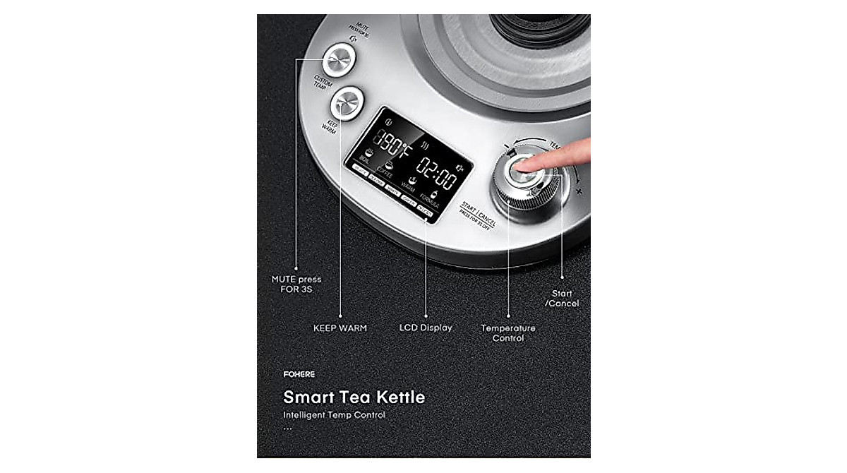 FOHERE Electric Tea Kettle - 9 Presets & Precise Control