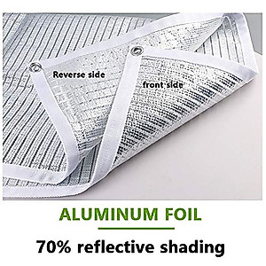 DJYTUSB 70% Sun Shade Cloth Fabric Garden Aluminum Foil Sun Shade Net Reflective Silver Sun Shelter Garden Awnings Sunshade Mesh Tarp Outdoor Shading Fence Screen (Color : 1x2m(3x6ft))