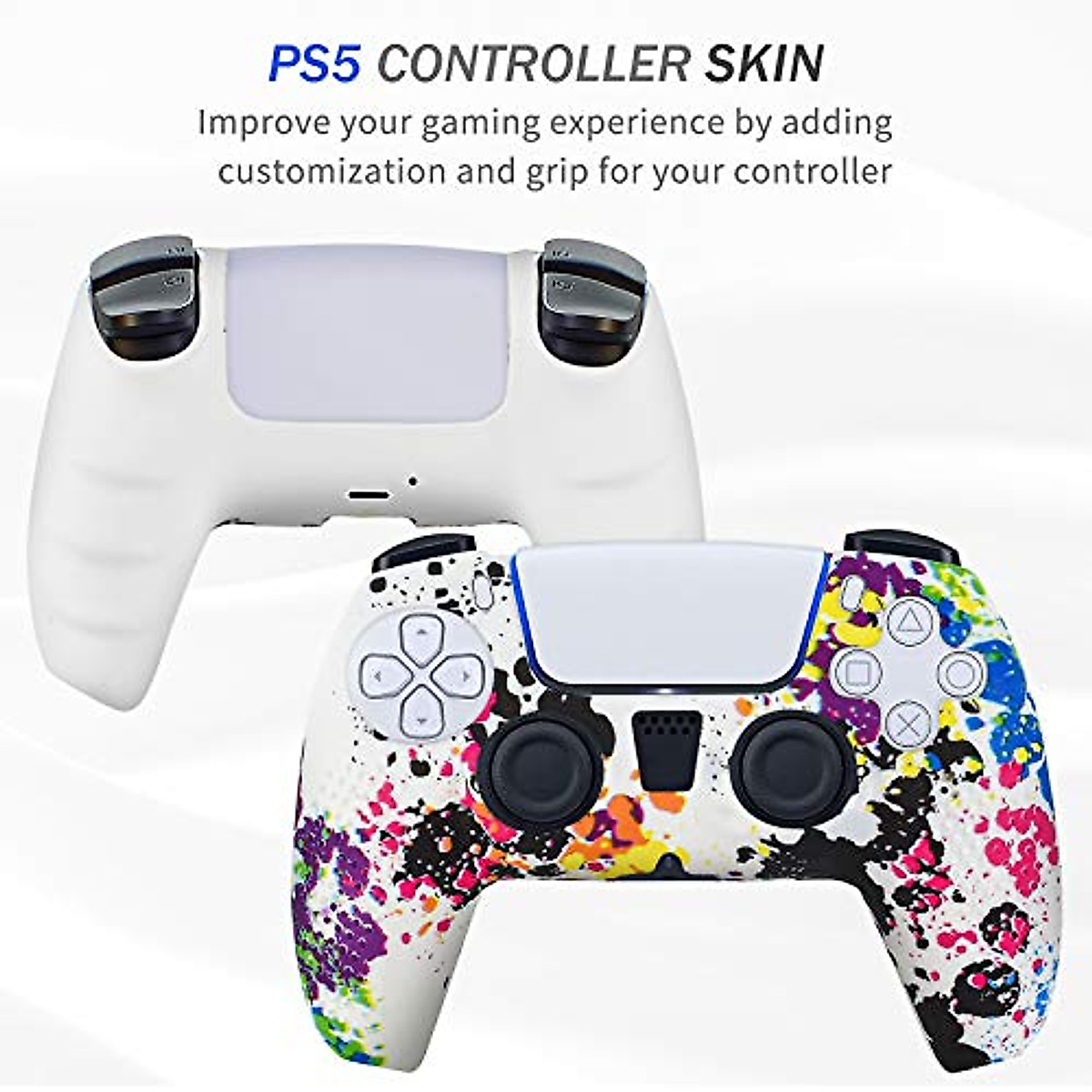 Newseego Case for PS5 Controller, Water Transfer Printing Camouflage Soft Silicone Cover with 8 Pcs Thumb Grips, Protective Non-Slip Case for PlayStation 5 DualSense Controller