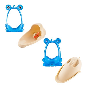Facelivo No-Touch Cleaning Cute Frog Potty Pee Training Urinal for Toddler Boys, with Funny Aiming Target - Blue