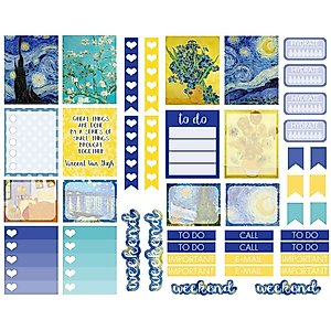 Seasonstorm Van Gogh Painting Style Precut Waterproof Decoration Album Planner Stickers Scrapbooking Diary Sticky Paper Flakes (PK413)