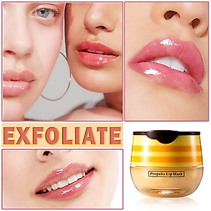 Honey Pot Bee Lip Balm with Honey Spoon,Honey Lip Sleeping Mask Overnight 24HR Repair Lip Reduces Lip Lines,Exfoliator Moisturizing Moisture Dry & Chapped Lip Care Products