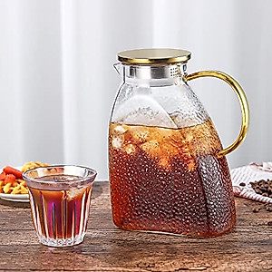 BINCOO Fridge Door Water Pitcher,1.8 Liter/60oz Glass Pitcher, Ice Tea Pitcher For Fridge, Pitcher Beverage Pitcher Drinking Carafe for Homemade Juice Ice Tea Wine Coffee Milk Lemonade