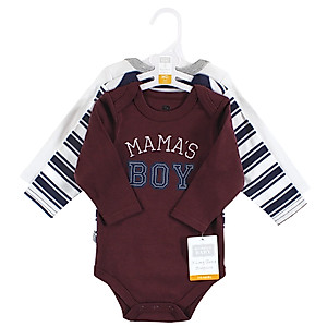Hudson Baby Unisex Baby Cotton Long-Sleeve Bodysuits Mamas Boy, 3-6 Months