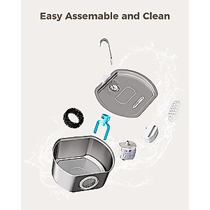 Cat Water Fountain Stainless Steel: 3.2L/108oz Large Automatic Quiet Pet Water Fountain - Dog Water Dispenser with Water Level Window - Multiple Pets - 4 Filter Replacement