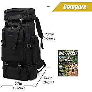 ÖSSZEFUT Military Tactical Backpack 70L/80L Large Camping Hiking Backpack Rucksack Waterproof Traveling Daypack Survival Gear Molle Equipment Black Color