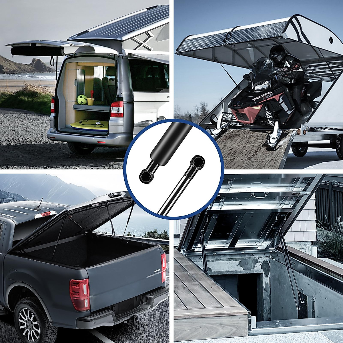 ARANA Gas Struts 28 inch 200 Pound with 10MM Ball Studs, 28" Gas Spring Shocks Lift Supports for Heavy Duty Lid Snowmobile Trailer Tonneau Cover Trap Door Custom Wooden Lid(Fit 180-220lbs Lid), 2Pcs