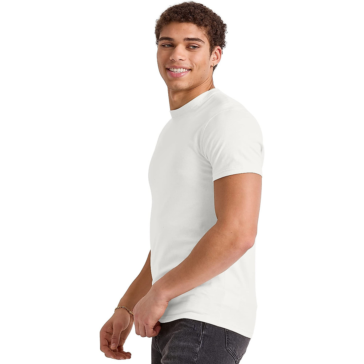 Hanes Comfortblend Standard Originals Lightweight, Crewneck T-Shirts for Men, Tri-Blend Tee, Tall Sizes, ECO White