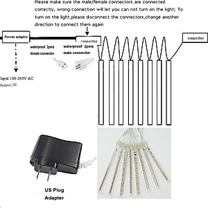 Rain Drop Lights,30cm 8 Tubes 144 LED(11.8 inch/Tube) Icicle Snow Falling Raindrop Lights for Wedding Party Holiday Xmas Halloween Home Garden Tree Decoration (White)