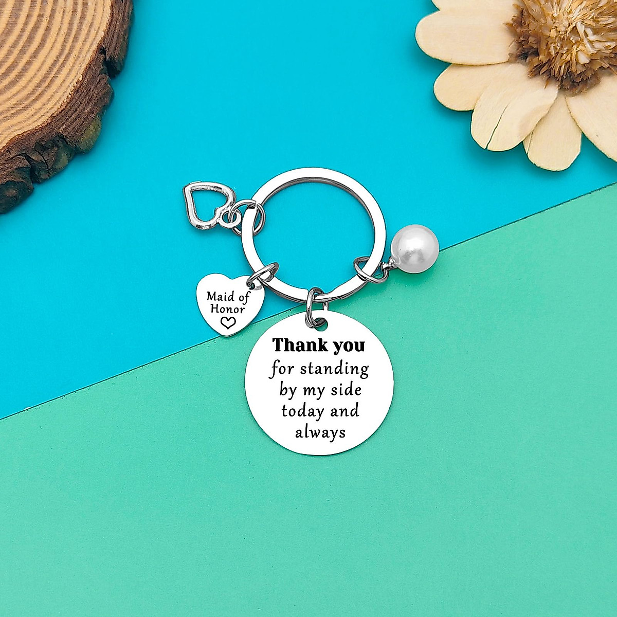 10Pcs Bridesmaid Gifts Keychain Include 8 Bridesmaid Keychain 1 Maid of Honor 1 Matron of Honor Keychain Wedding Gifts for Maid of Honor Bride Tribe Thank You Bridal Party Bachelorette Party Favor
