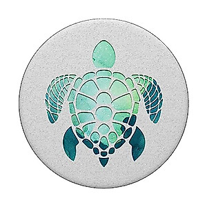 Green Watercolor Turtle Phone Grip On a White PopSockets Swappable PopGrip