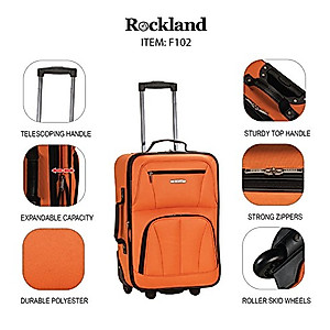 Rockland Fashion Softside Upright Luggage Set,Expandable, Orange, 2-Piece (14/19)