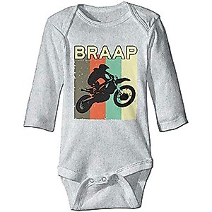 BWSaon Braap Retro Dirt Bike Motocross Baby Bodysuit Toddler Crawl Playsuit Rompers Gray