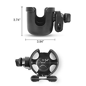 Stroller Cup Holder, MOMSIV 2 in 1 Universal Bike Cup Holder Rack Bottle Holder for Pushchair Stroller Bike Wheelchair Walker and More