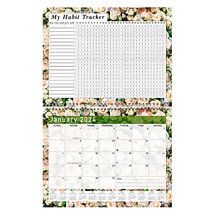 2024 Monthly Desktop/Wall Calendar/Planner - Habit Tracker - Daily, Weekly & Monthly Goal Motivational Habit Tracking Journal Inspirational - (Edition #023)