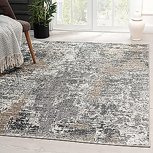 LUXE WEAVERS Euston Collection 7679 Grey 5x7 Abstract Area Rug