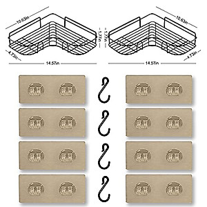 Shower Caddy Corner Shelf Organizer 2 PACK With 8 Pack Powerful Adhesive Hooks Wall Mounted Rust Proof Shower Rack No Drilling Corner Shower Shelf For Bathroom Storage Bathtub Accessories Black…