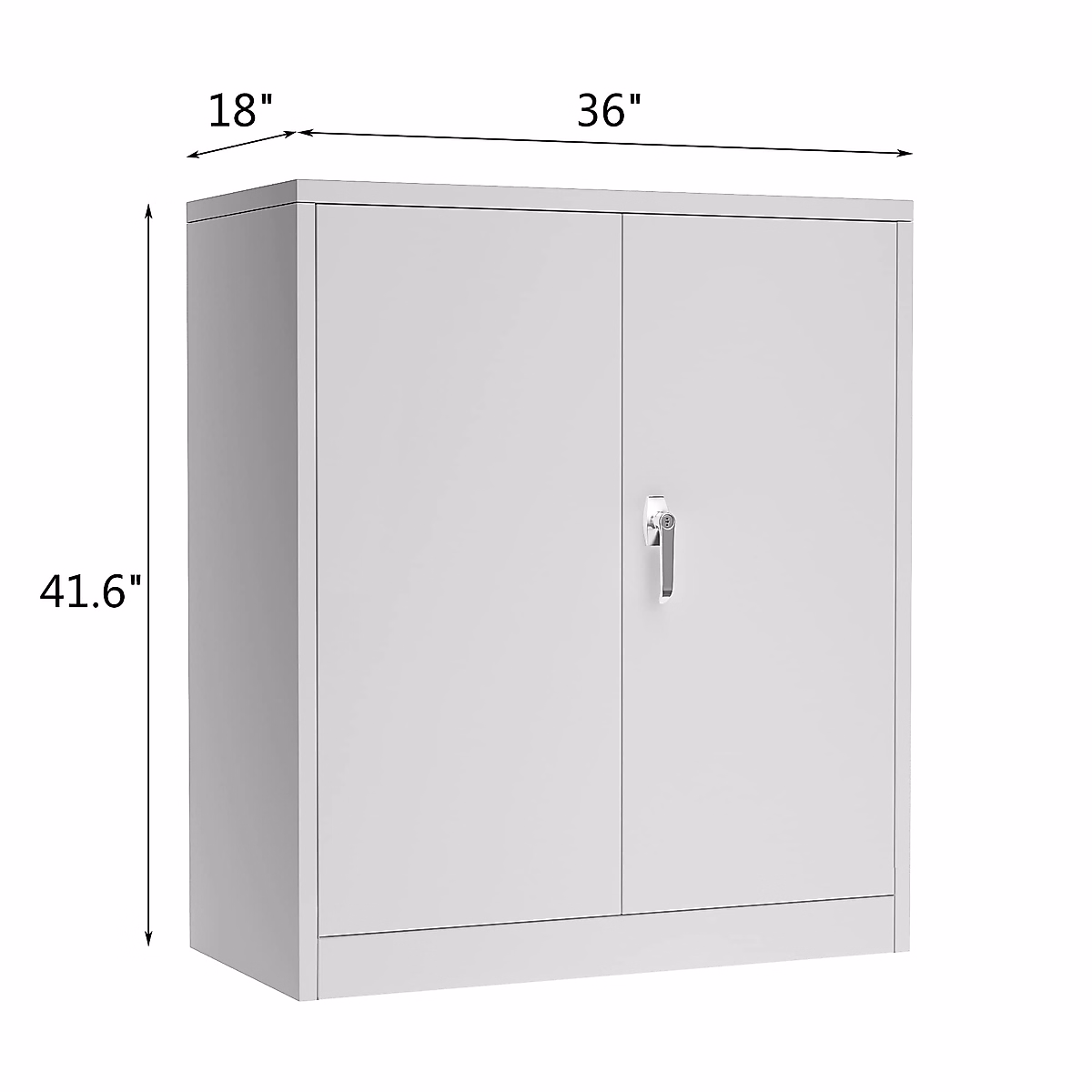Reemoon Metal Storage Cabinet with Locking Doors and Adjustable Shelves, 41.6" Small Steel Storage Cabinet for Home Office, Grey