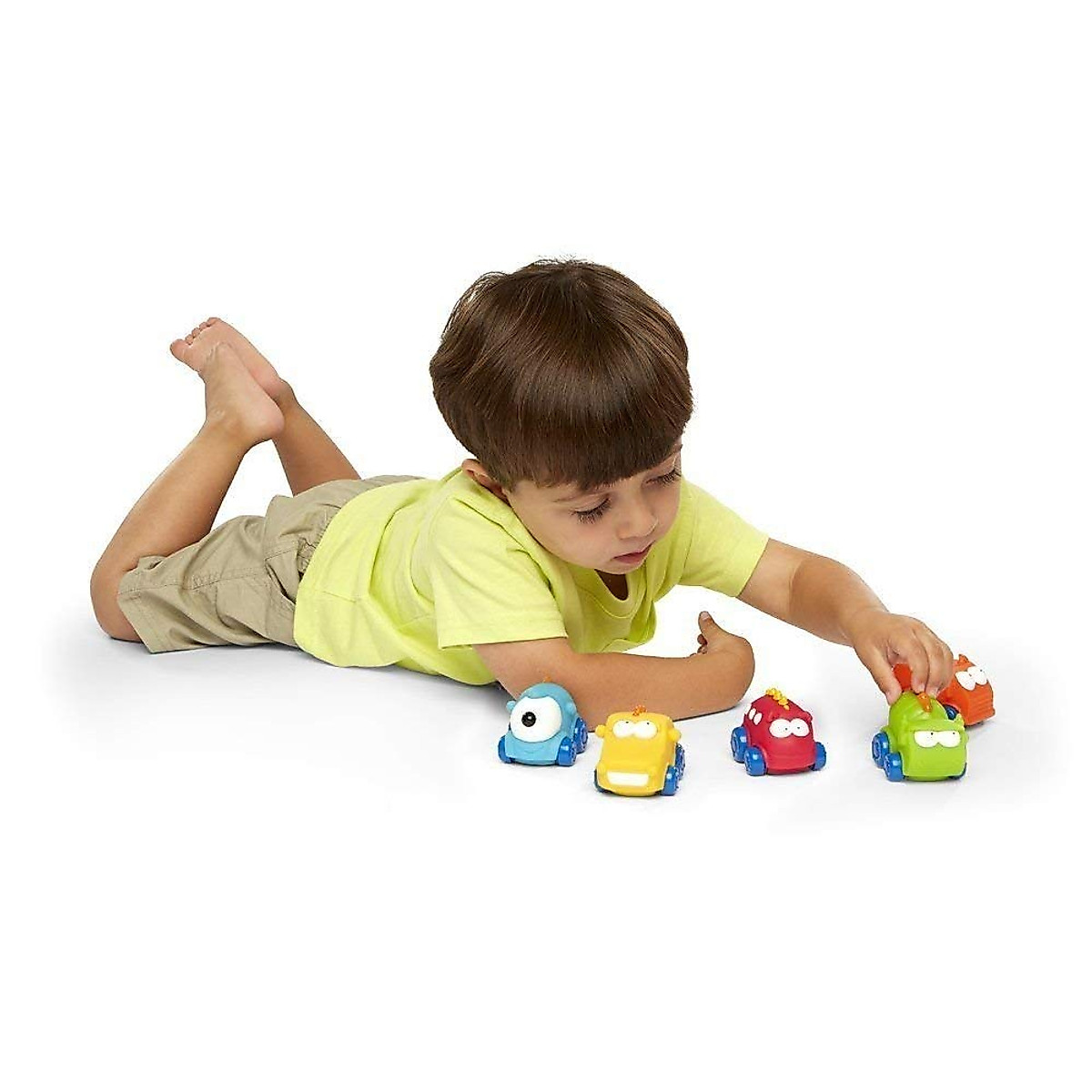 Kidoozie Mini Monster Trucks – Teaches Beneficial Roleplay and Employs Tactile Engagement – Includes Yellow, Orange, Blue, Green, and Red Trucks with Varying Facial Expressions – For Ages 18 Months and Up