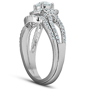 1 1/4 Ct Cushion Halo Split Band Halo Diamond Engagement Wedding Ring White Gold - Size 9