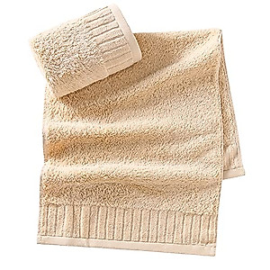 sense gnosis Khaki Hand Towels Set of 2 Decorative Long Terry Striped Pattern 100% Cotton Soft Absorbent Hand Towel for Bathroom 13 x 29 Inch
