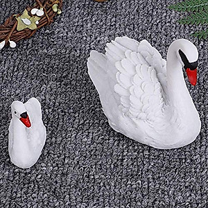 Dancal 2 PCS Swan-Shape Garden Statue Outdoor Sculpture Lawn Garden Scene Decor