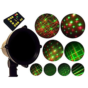 Firefly Garden Waterproof Laser Lights - Star Projector Outdoor/Indoor Christmas Decoration Lighting (Laser RED & Green: RG 8 Pattern)