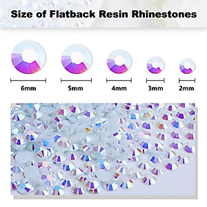 Briskbloom 3000PCS 2mm Resin Flatback Rhinestone, Pure White AB Flatback Jelly Resin Rhinestones for Mugs, Bottles, Tumblers, Craft Decoration, Loose Bling Glitter Diamond Stone