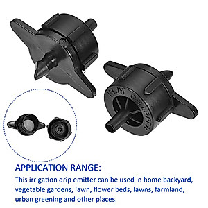 M METERXITY 60 Pack Irrigation Drip Emitters - Garden Lawn Pressure Compensating Dripper Constant Flow Apply to Watering System (33x23.5mm Black)