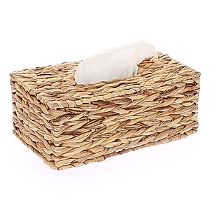 Sumnacon Tissue Box Cover Water Hyacinth Tissue Box Rectangular Tissue Holder Woven Tissue Cover Wicker Tissue Box Holder for Bathroom Toilet Table Desk Home Office Car