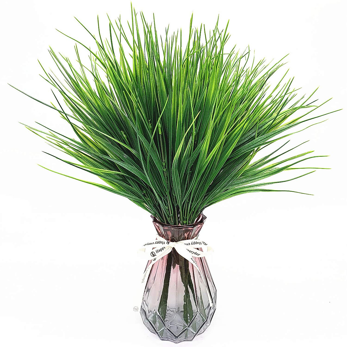 Artificial Plants, Fake Plastic Greenery Faux Shrubs Bushes Wheat Grass Outdoor Window Box Verandah Hanging Planter Decor Indoor Outside Home Garden UV Resistant Wedding DIY Decoration - 4 Pcs