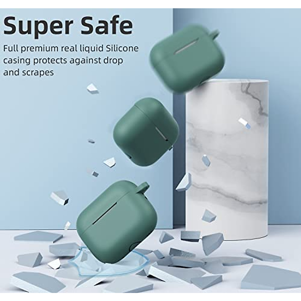 IMIVIO Airpods Pro 2 Case Cover 2022/AirPods Pro Case 2019, Silicone Protective Charging Case Skin Compatible Apple Airpods Pro 2nd/1st Generation Case with Keychain, Front LED Visible (Pine Green)