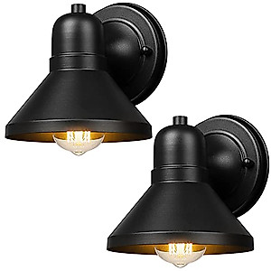 Brightever Outdoor Wall Lantern, 2-Pack Exterior Wall Light Fixtures, Waterproof Anti-Rust Black Wall Mount Lighting, Small E26 Socket Outside Lights for House, Front Porch, Playhouse, Garage