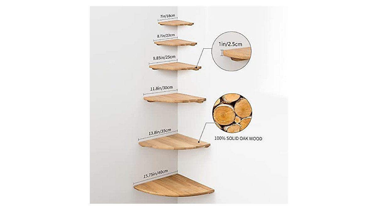 Shop 7-Inch Solid Oak Floating Corner Shelf for Stylish Storage