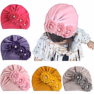 Baby Turban Bow Hats for Girls Infant Head Wrap Soft Knotting Cap for Toddler Kids (Color 2)