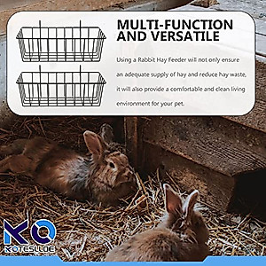 Hay Feeder for Rabbit, Guinea Pig, Bunny, Chinchilla, Heavy-Duty Metal Frame Hay Feeder, Small Animal Basket with Hook Metal Grass Holder Black