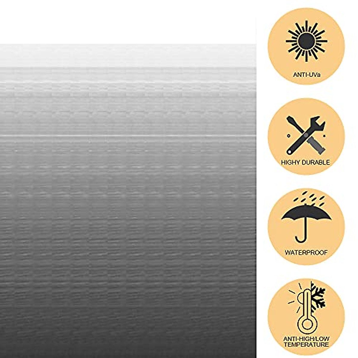 Suncode RV Awning Premium Grade Vinyl Canopy Replacement Waterpoof 14 Feet Camper Awning Replacement Shade Screen Black Fade