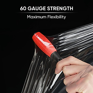TICONN Stretch Wrap Stretch Film Roll, 1000ft 60 Gauge Industrial Strength 15 inch Wide Clear Plastic Wrap with Handles for Pallet Wrapping Shipping Moving