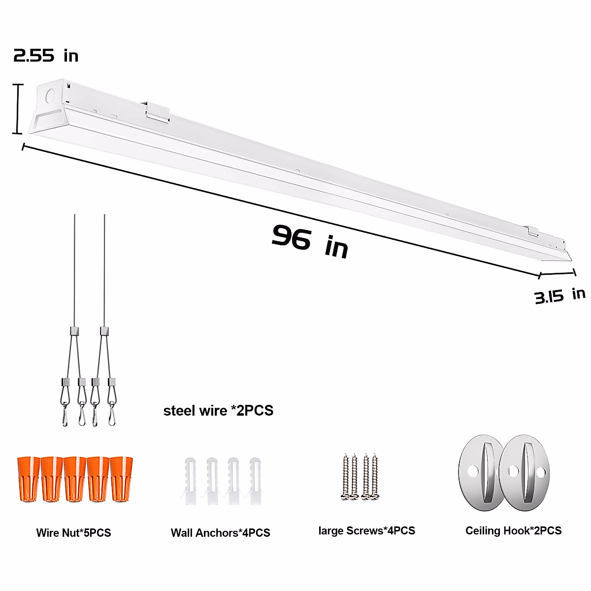 AntLux 8FT LED Shop Light 110W LED Strip Lights, 1-10V Dimmable, 12000 Lumens, 5000K, 8 Foot LED Linear Light Fixture for Warehouse Garage Workshop Supermarket, 8’ Fluorescent Tube Replacement, 2 Pack