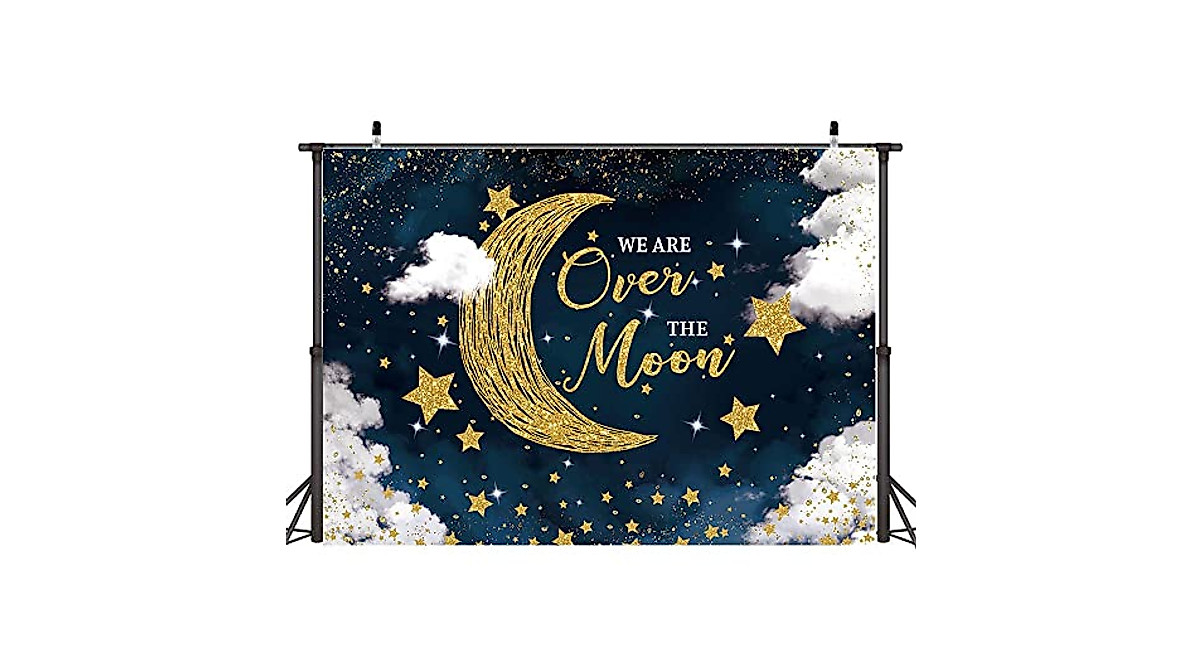 Over The Moon Baby Shower Backdrop | Moon & Stars Decor