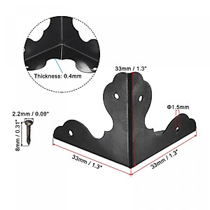 uxcell 33x33x33mm Metal Box Corner Protectors Edge Guard Black 12pcs