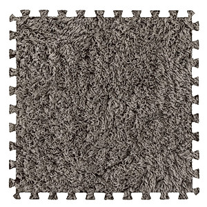 16Pcs Interlocking Foam Carpet,Shaggy Soft Foam Play Mat,Fluffy Area Rugs,Square Plush Puzzle Floor Tiles,Crawling Mats for Living Room Bedroom,12X12inch,Grey
