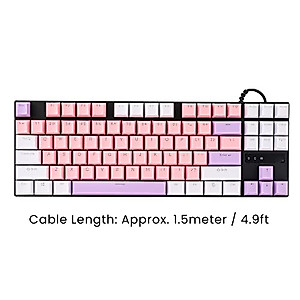 Acogedor Red Switch Mechanical Keyboard, 26 RGB Backlit 87 Keys Mechanical Gaming Keyboard Ergonomic Computer Keyboard with USB Interface (Pink)