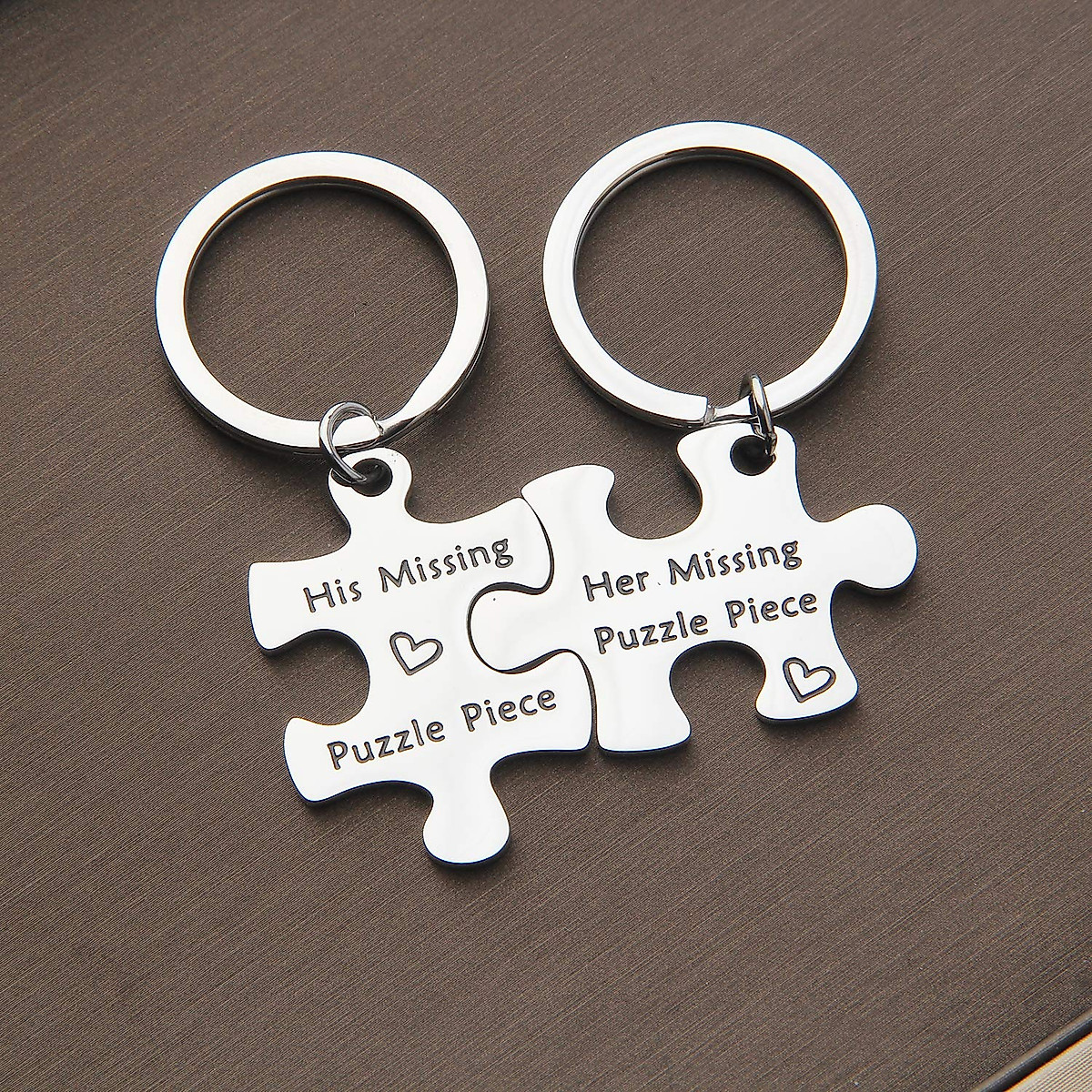 TGBJE Puzzle Piece Keychain Set Her Missing Puzzle Piece,His Missing Puzzle Piece Keychain Couple Gift Boyfriend,Husband Gift (His and Her Keychain)