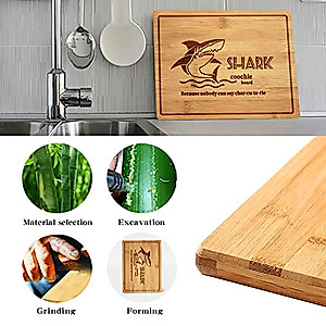 Shark Cootie Charcuterie Board,Personalized Charcuterie Board,Laser Engraved Bamboo Cutting Board,Funny Charcuterie Board for Meat and Cheese (E, 11‘’)