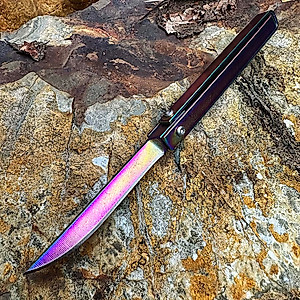 WILD TACTICAL Survival Folding Pocket Knife, MINI Hunting Camping Knife, Multi-Color Titanium Steel Safety Fold Handle Design, good for Outdoor Hiking Fishing