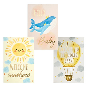 Pipilo Press 24 Sets Unisex Baby Shower Cards with Envelopes and Sticker Seals, 6 Designs for Girl or Boy (4 x 6 In)