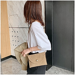 jascaela Women's Straw Woven Crossbody Bag Summer Beach Clutch Purse - Khaki